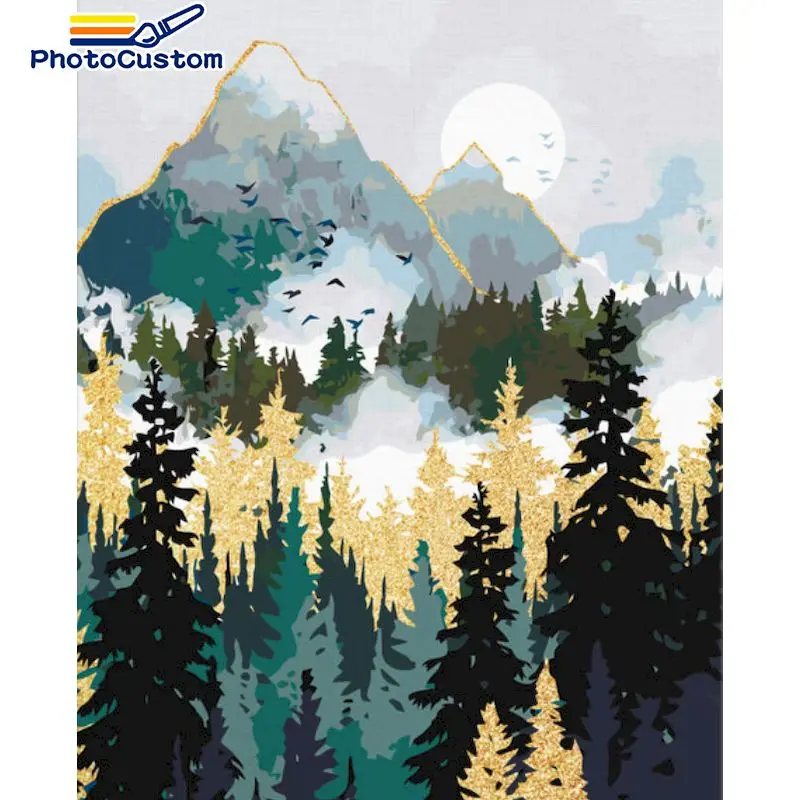 PhotoCustom-Paint-By-Number-Forest-Hand-Painted-Painting-Art-Drawing-On ...