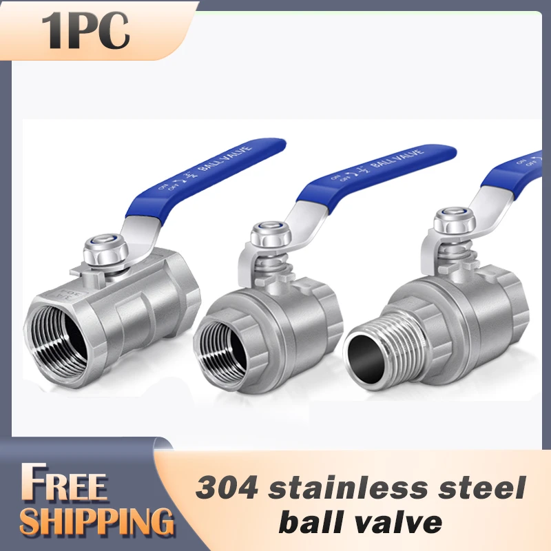 BSPT 1/4" 3/8" 1/2" 3/4" 1" 1-1/4" Female Stainless Steel SS304 2P/1P Full Port Ball Valve with ...