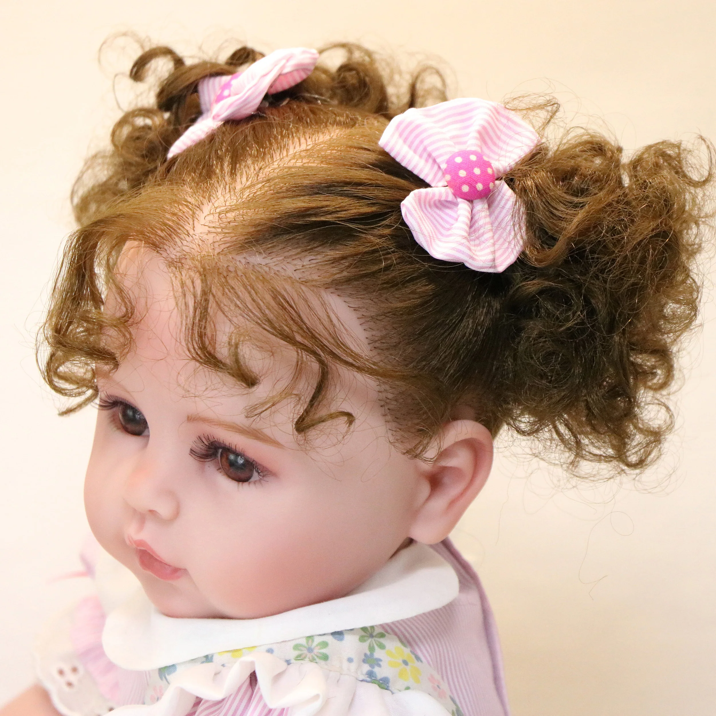 Newborn Baby Girl With Curly Hair