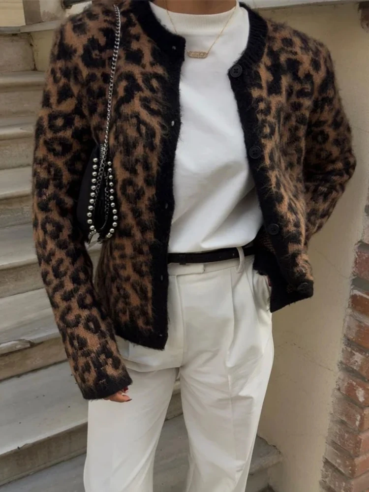 2024-Autumn-Leopard-Print-Knitted-Short-Cardigans-for-Women-Causal-O ...