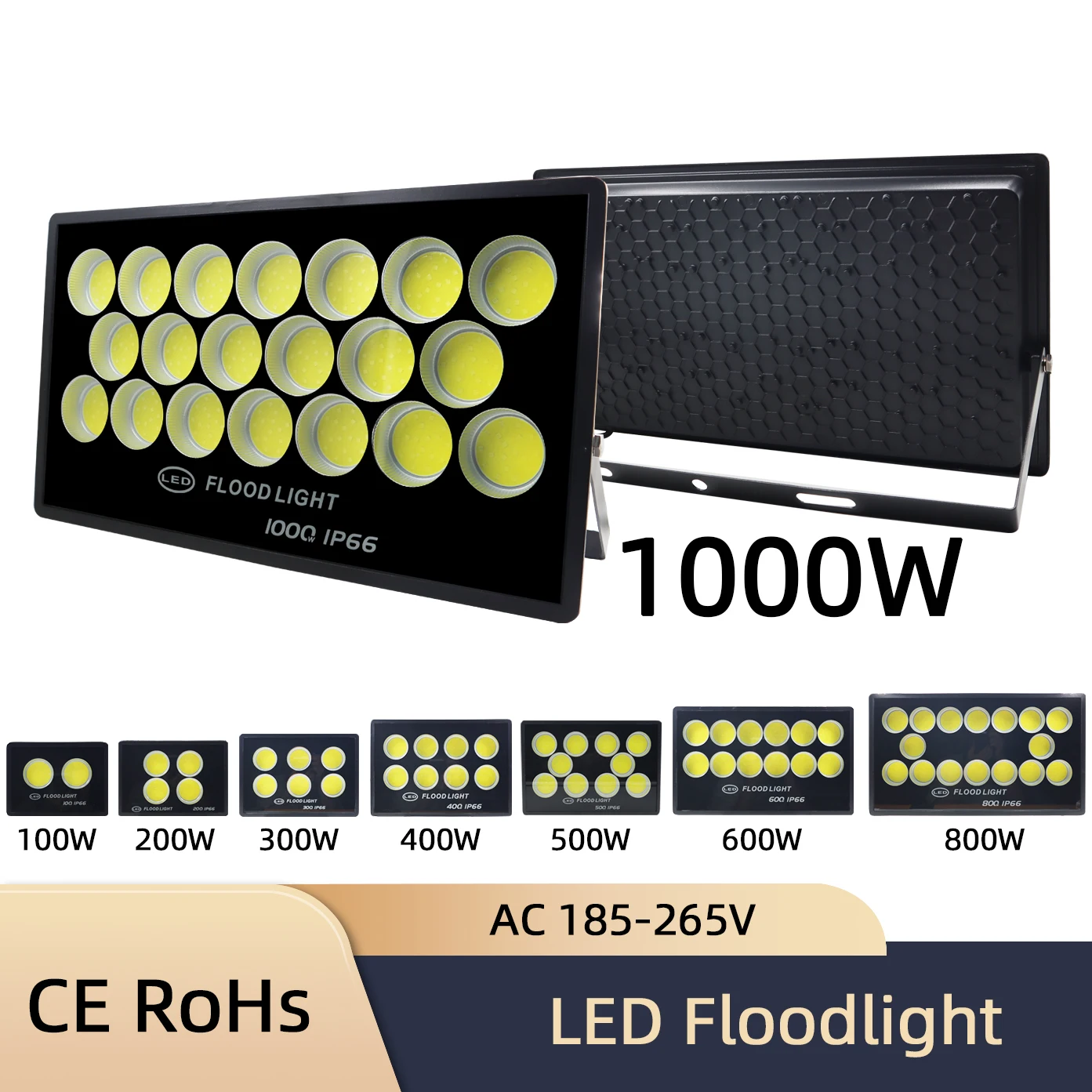 NOWOŚĆ Reflektor LED 500W 400W 300W 200W 100W AC 220V Zewnętrzny ...