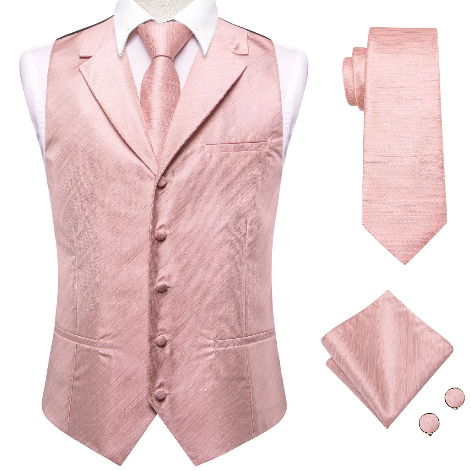 Coletes-de-seda-rosa-empoeirado-oi-tie-para-homens-conjunto-de ...