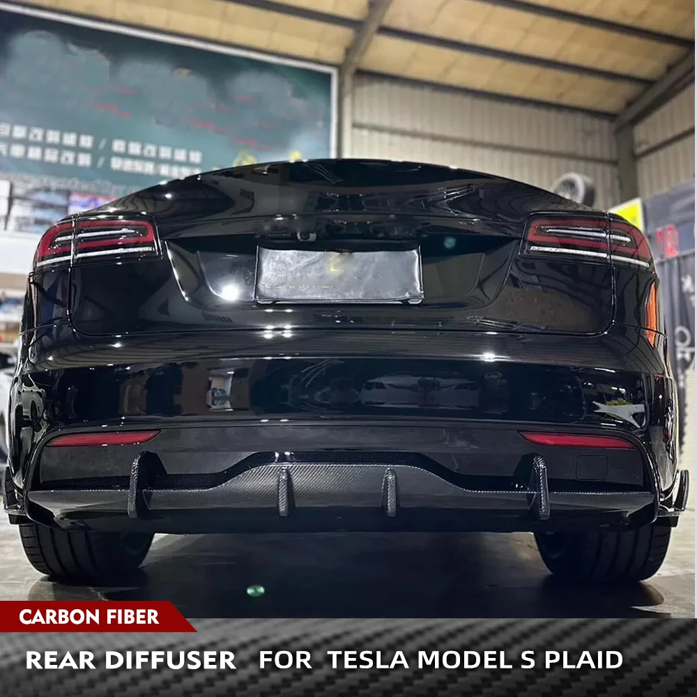 Carbon-Fiber-Car-Rear-Bumper-Exhaust-Diffuser-Lip-Spoiler-for-Tesla ...