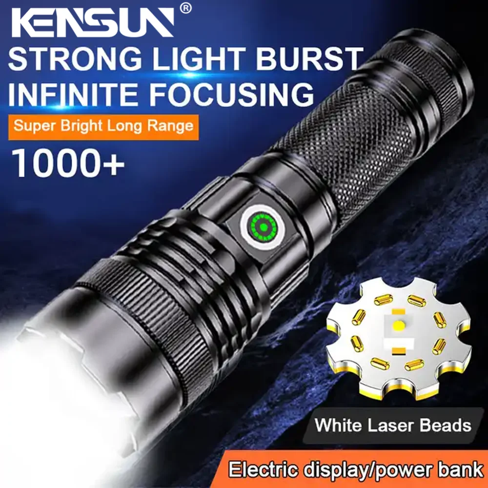 High-Power-Spotlight-Long-Range-LED-Flashlight-With-Power-Display-Built ...