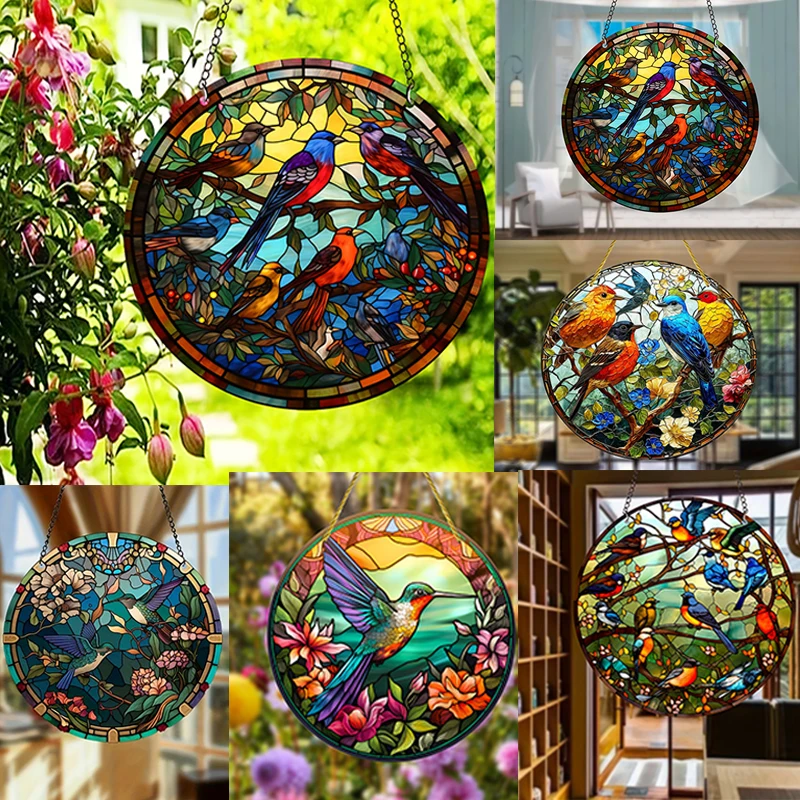 Acrylic-Hummingbird-SuncatcherHome-Decor-Stained-Window-Hanging-Suncatcher-Sunshade-Bird-Lover ...