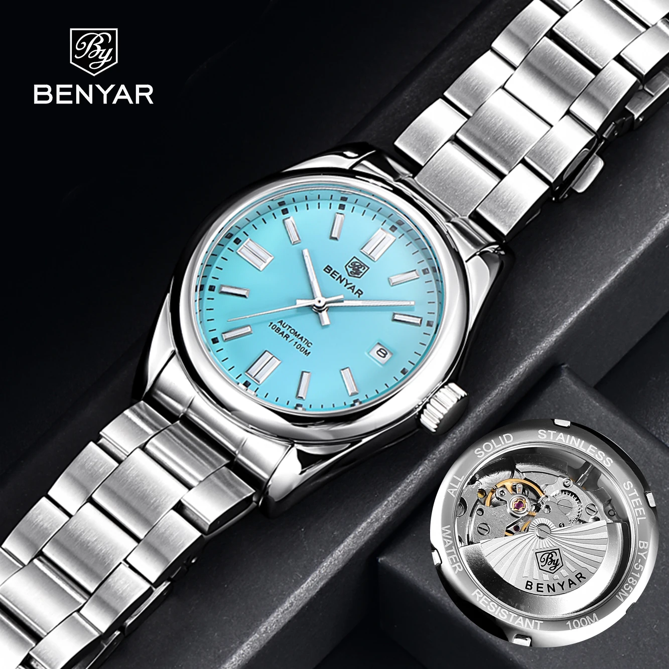 Benyar-Men-s-Automatic-Mechanical-Watch-Edi-o-limitada-A-o-inoxid-vel ...