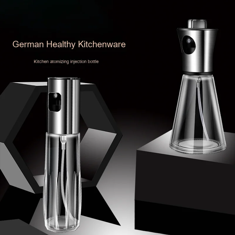 Spray-Olive-Oil-Injection-Glass-Bottle-Kitchen-Push-Type-Pump-Oil-Pot ...