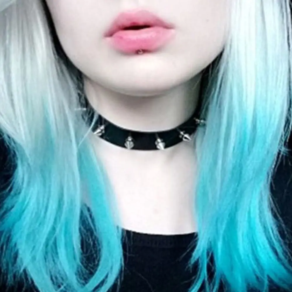 New-Emo-Spike-Choker-Punk-Collar-Female-Women-Men-Black-Leather-Studded ...