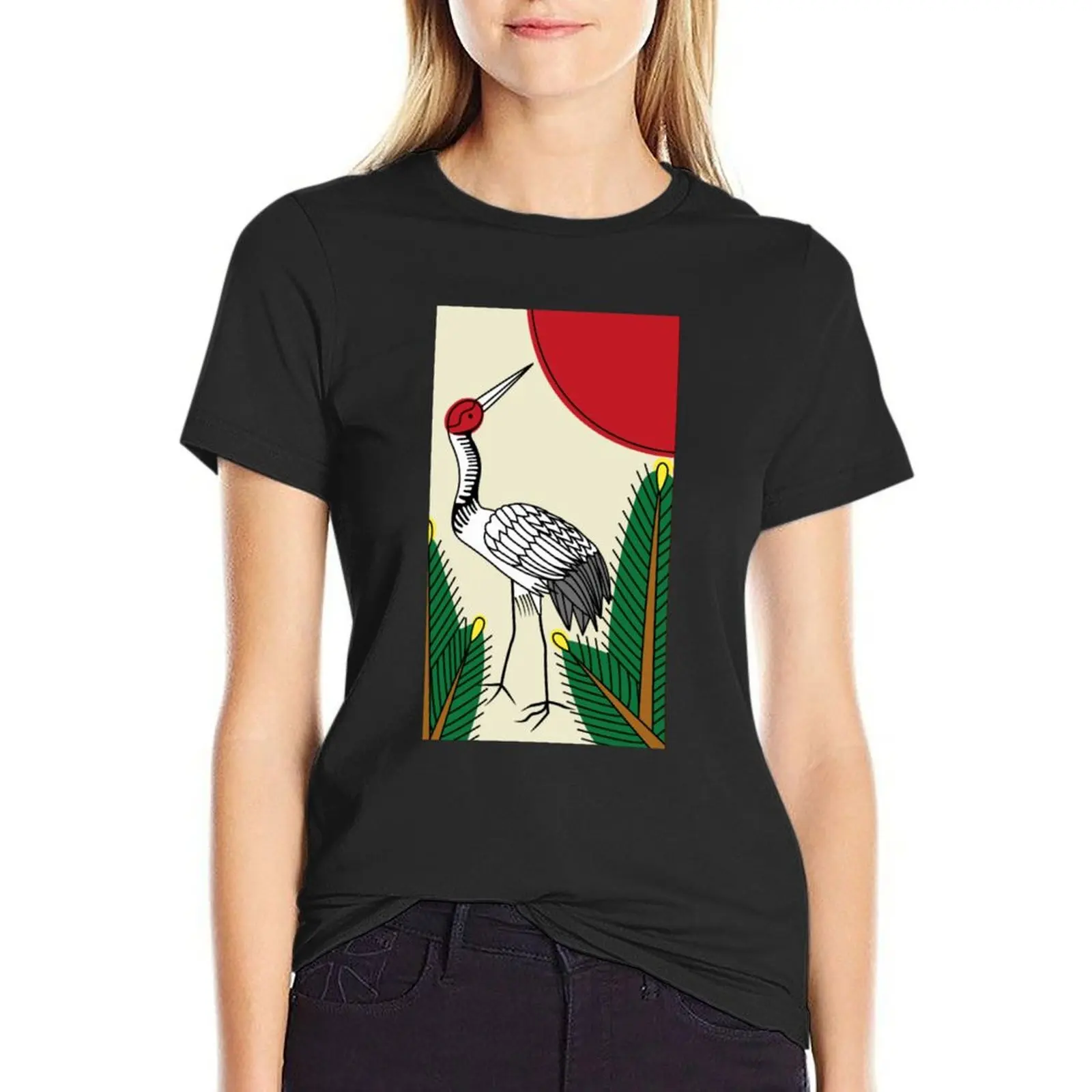 Battle-of-Flowers-Hanafuda-Hwatu-January-Crane-and-Sun-T-Shirt-tees ...