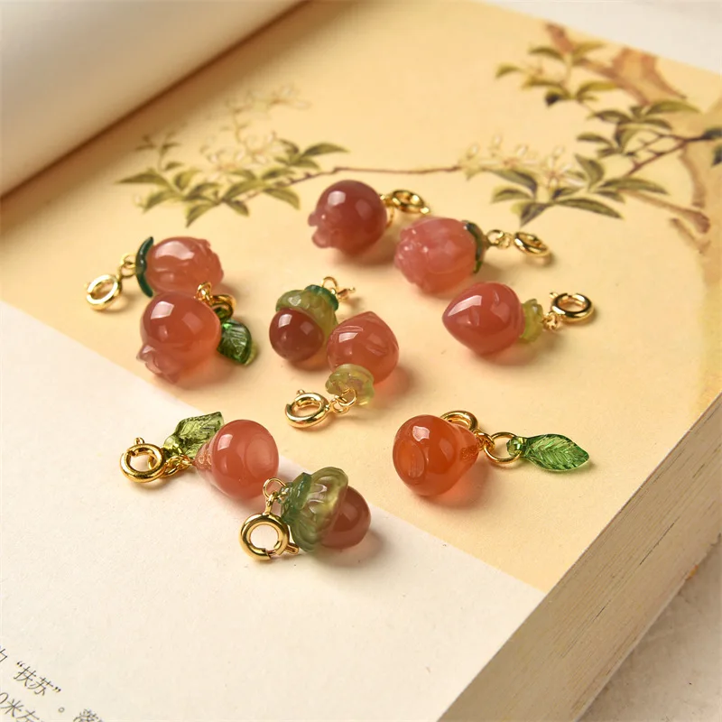 10PCS Cute Natural Agate Fruit Flower Little Pendant Healing Energy Gem ...