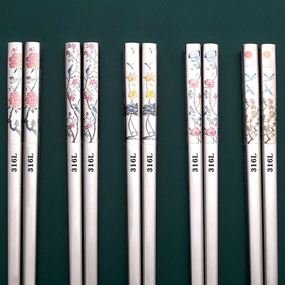 1Pair-Stainless-Steel-Chopsticks-Cherry-Blossom-Tableware-Kitchen ...