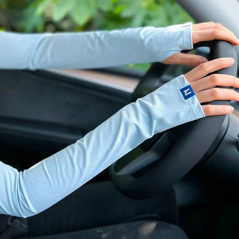 Ice-Silk-Sleeve-Sunscreen-Cuff-Arm-Sleeves-Long-Gloves-Sun-UV ...