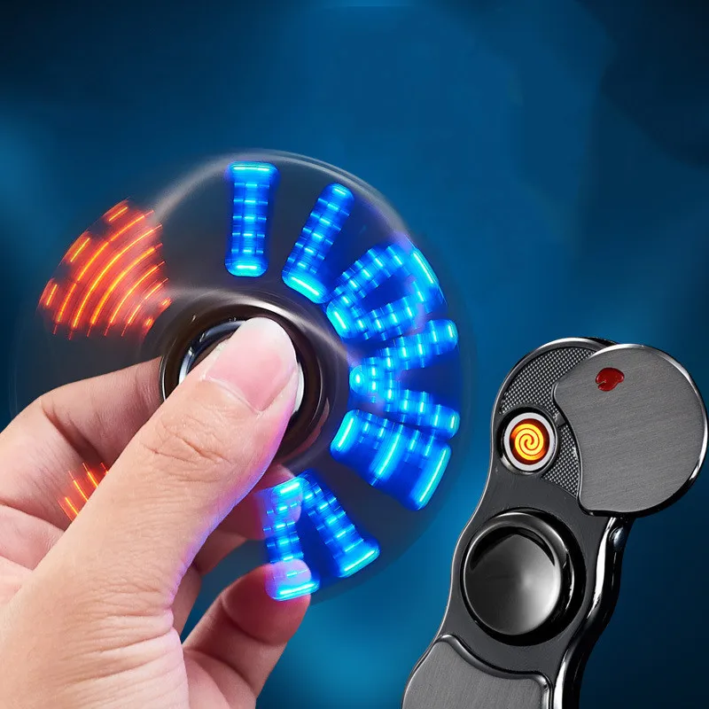 New-Metal-Fidget-Spinner-USB-Rechargeable-Lighter-Cool-Colorful-Lights ...
