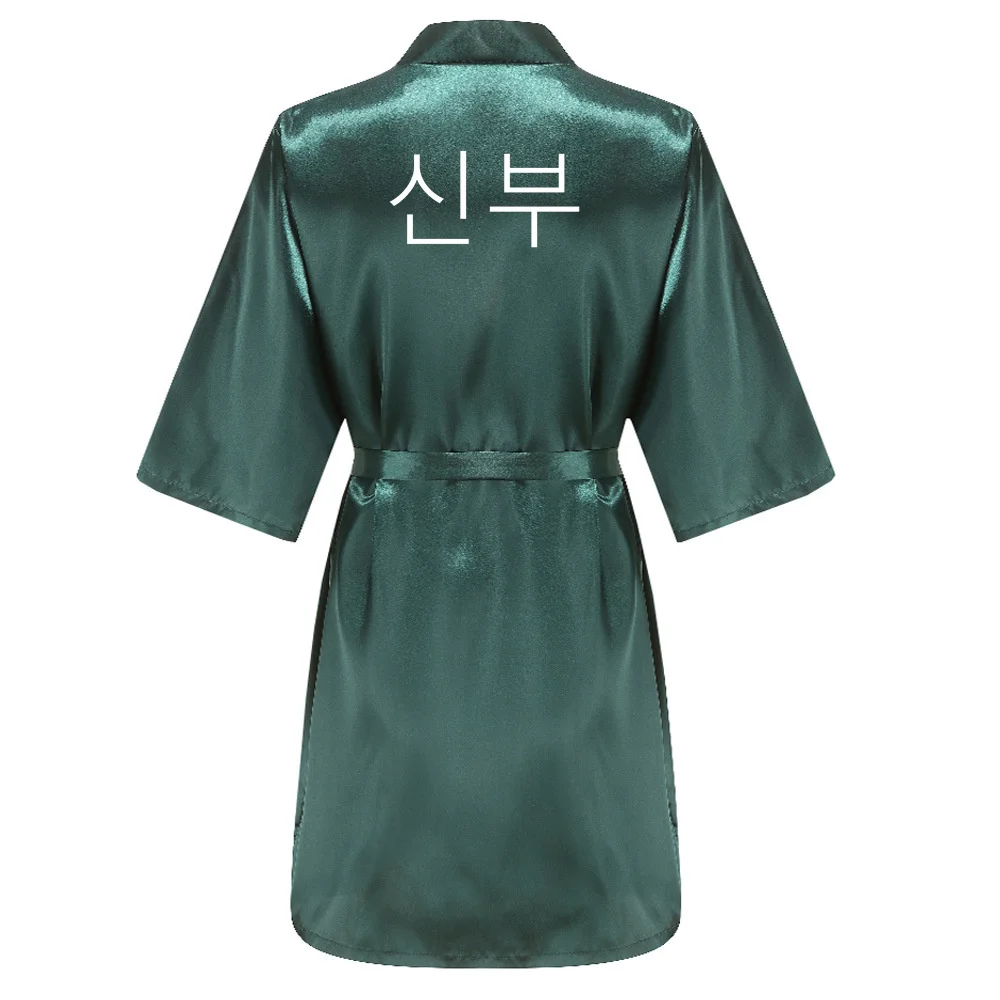 Korean-Women-Silk-Satin-Short-Night-Printing-Robe-Kimono-Robe-Fashion ...
