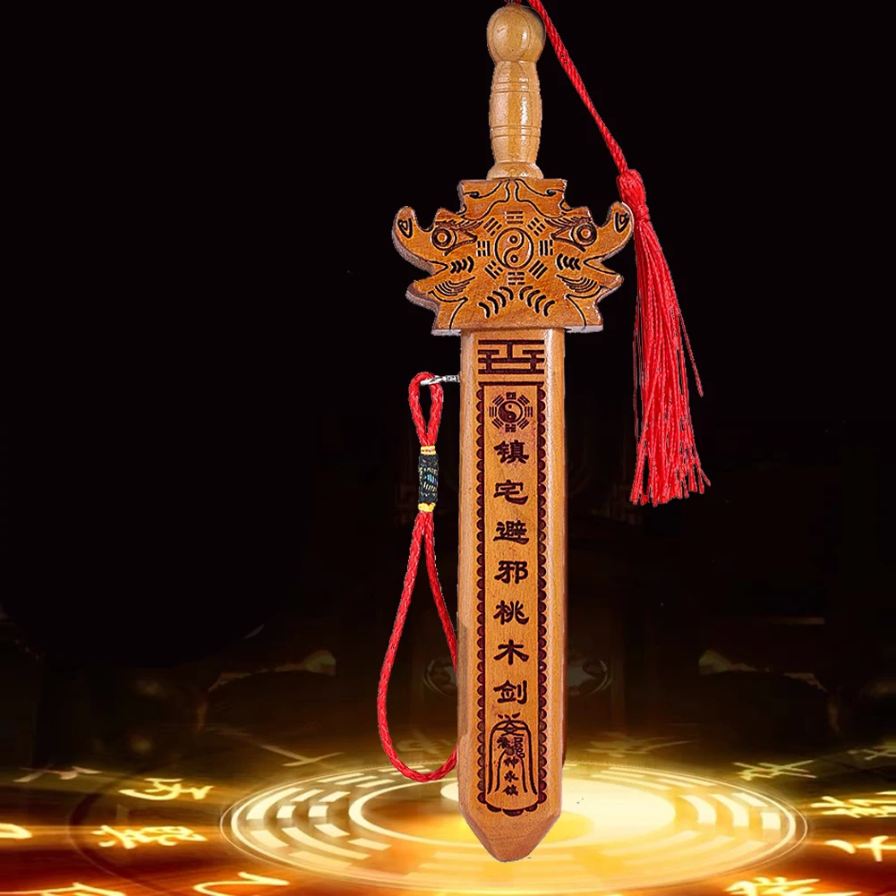 Peach Wood Sword Home Decoration Chinese Feng Shui Prop Tai Chi Bagua ...