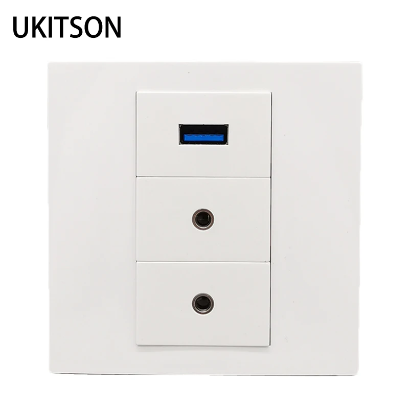 USB3-0-Female-Faceplate-With-2-Ports-3-5mm-Audio-Sound-Jack-Socket-Dual ...