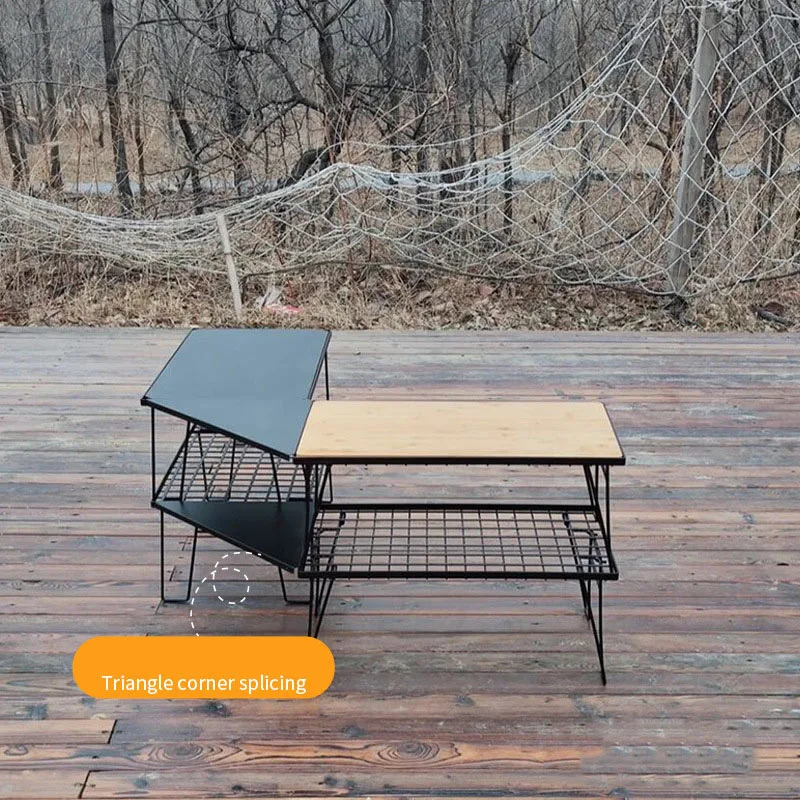 Folding-Net-Table-Bamboo-Board-Table-Stainless-Steel-Corner-Splicing ...