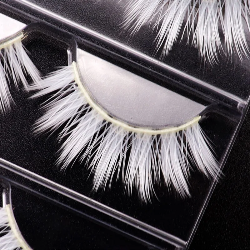 3-Pairs-White-Feather-False-Eyelashes-Lashes-Set-Lightweight-Costume ...