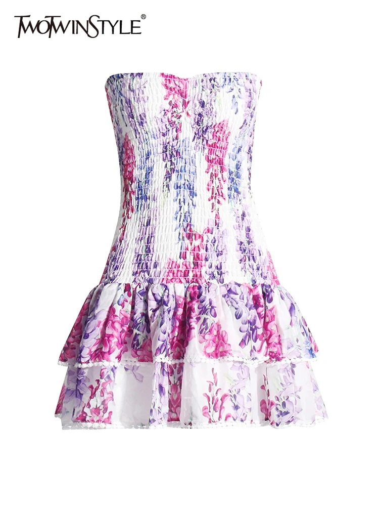 TWOTWINSTYLE-Sexy-Colorblock-Printing-Spliced-Ruffles-Dress-For-Women ...