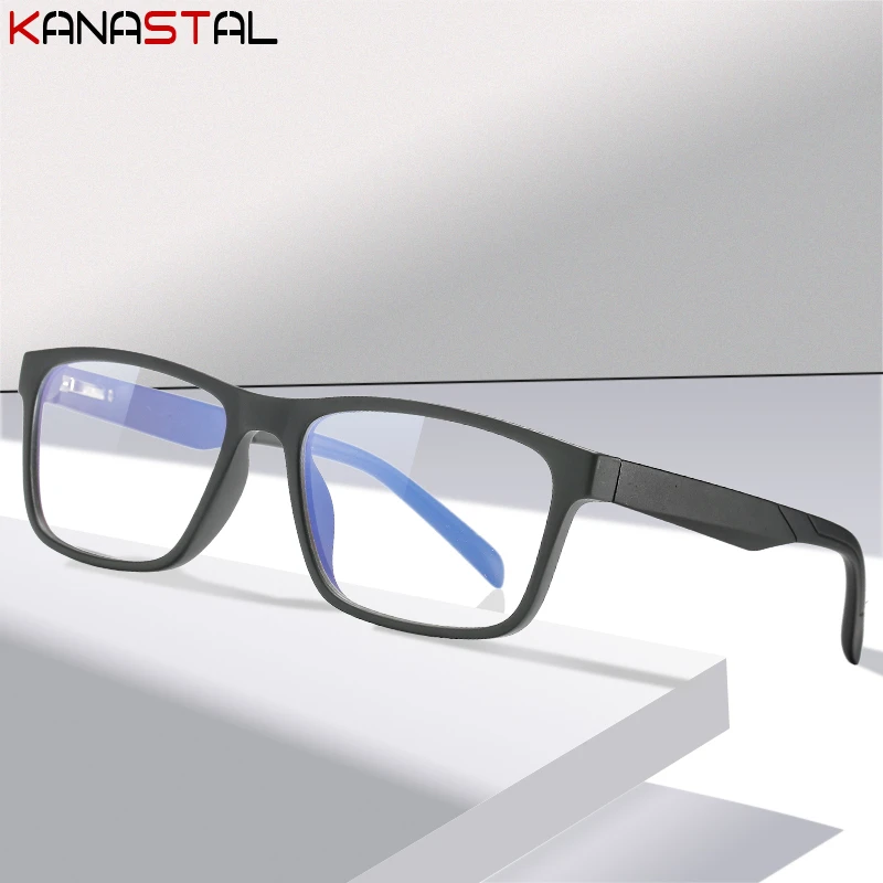 Men Anti Blue Light Reading Glasses TR90 Square Retro Eyeglasses Frame ...