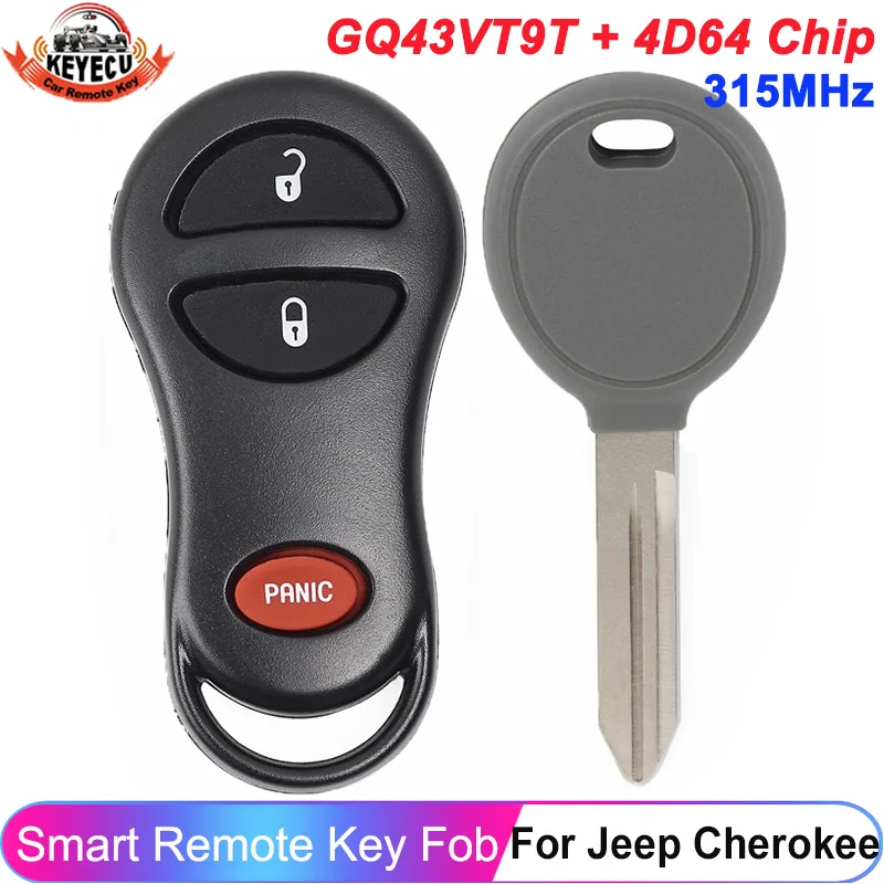 KEYECU GQ43VT9T 4D64 Chip Transponder Remote Car Key Fob 315MHz For ...