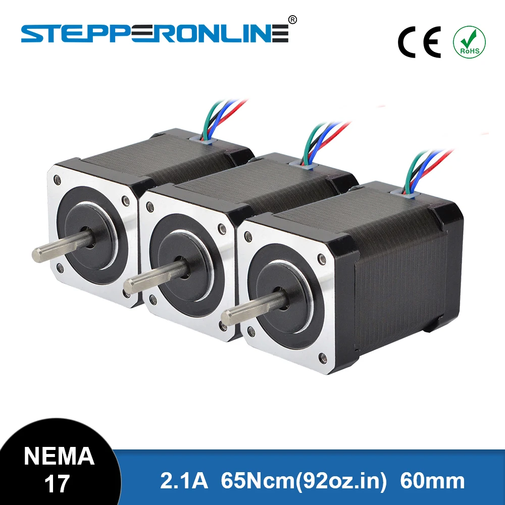 3PCS Nema 17 Stepper Motor 60mm 65Ncm(92oz.in) 2.1A 4-lead Nema17 Step ...