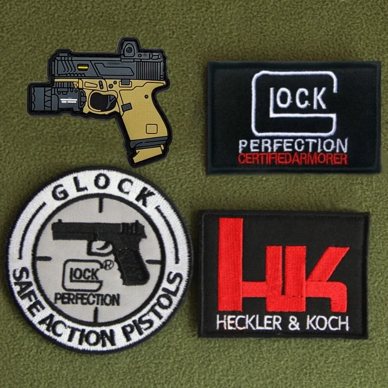 GLOCK-HK-parches-bordados-de-gancho-y-bucle-pistola-de-PVC-3D-brazalete ...