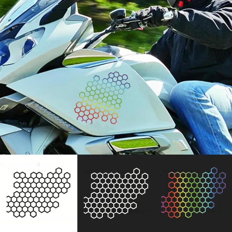 Motorcycle-Sticker-Creative-Honeycomb-Moto-Body-Decoration-Reflective ...