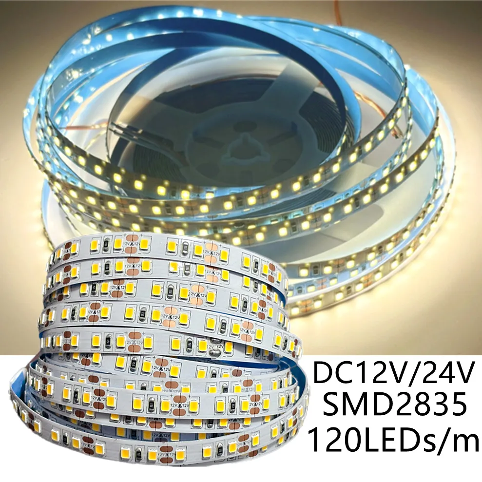 2835 LED Strip 120LEDs/m DC12V 24V Home Lamp Strip Decor Red Ice Blue ...