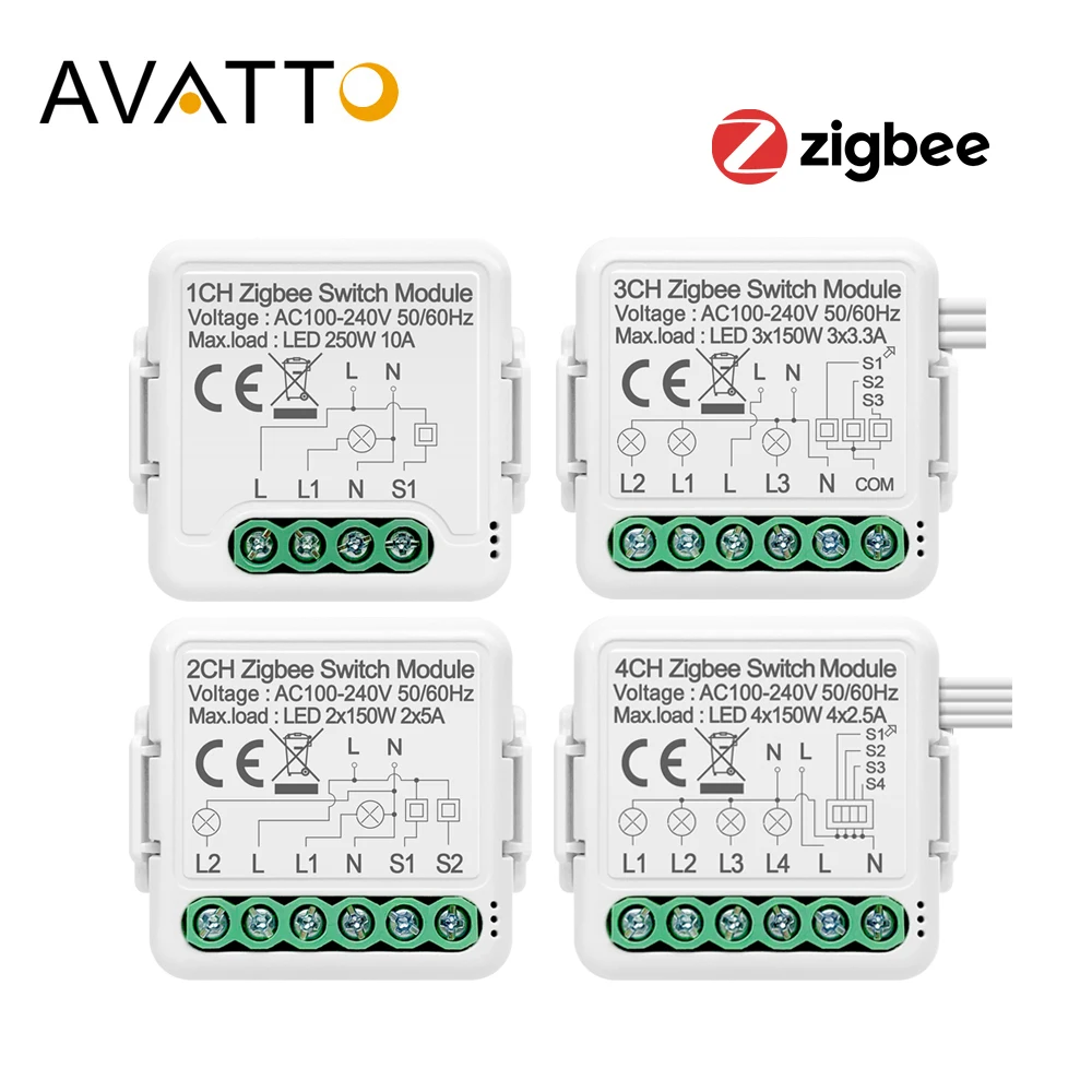 AVATTO 1/2/3/4 Gang Tuya Zigbee Smart Licht Schalter Modul mit 2 Weg ...