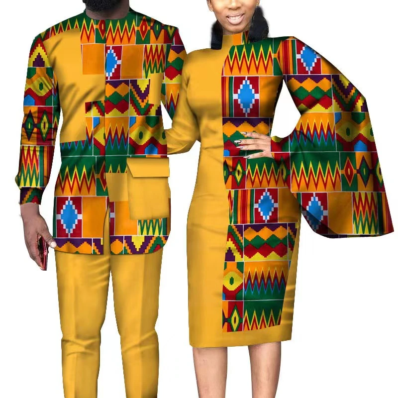 New African Clothes for Couples Bazin Riche African Print Dresses Groom ...