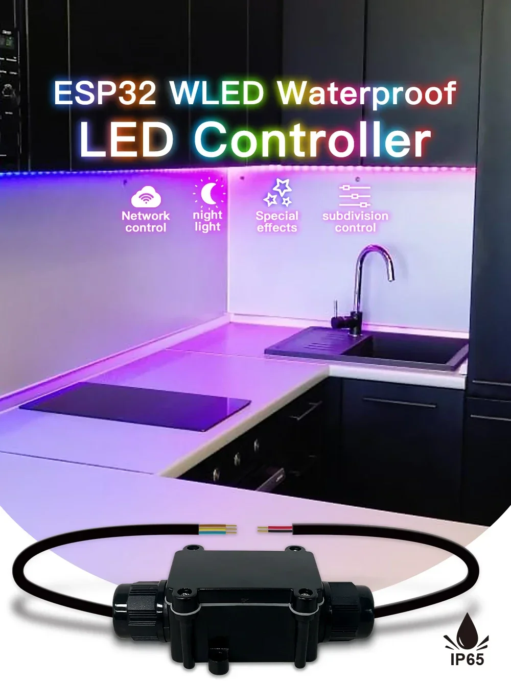 DC5-24V GLEDOPTO ESP32 WLED Controller IP65 Waterproof Dynamic Lights LED RGB IC Outdoor WiFi ...