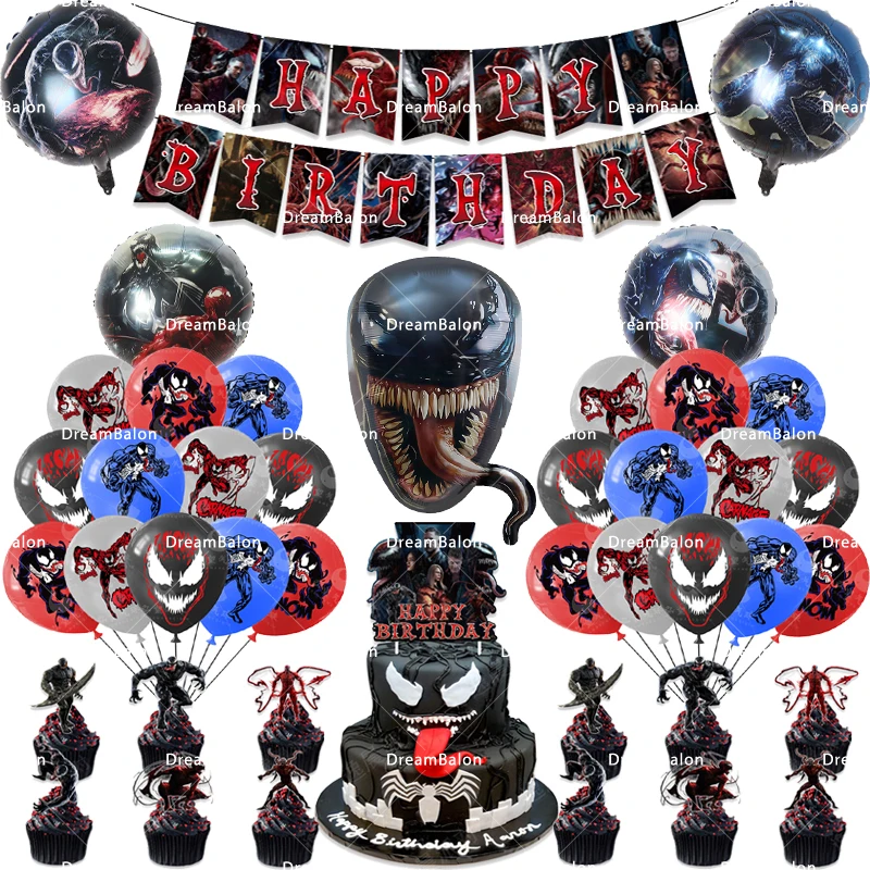 Globos de látex con temática de Venom para niños, decoración de fiesta ...