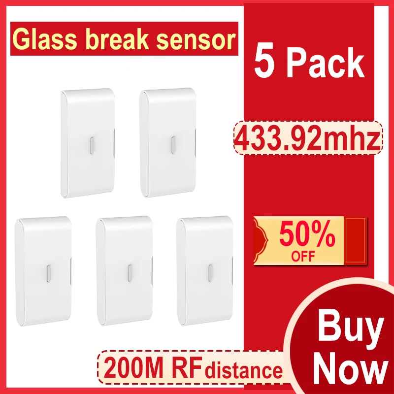 5pcs-433-MHz-Wireless-Shock-Vibration-Sensor-Glass-Break-Sensor-For ...