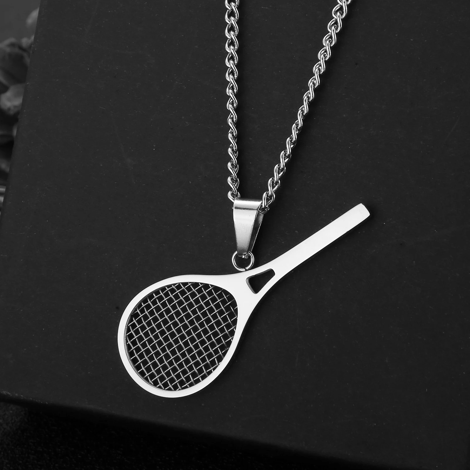 Haoyi Stainless Steel Tennis Racket Pendant Necklace For Men Fashion ...