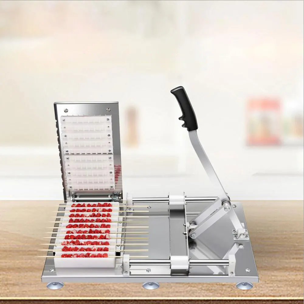 Manual Barbecue Kebab Skewer Machine Stainless Steel Meat Lamb Skewer ...