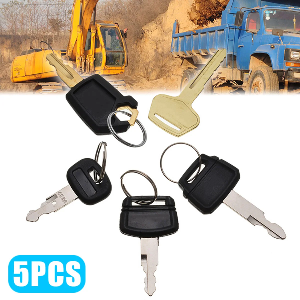 5pcs Excavator Keys Set Excavator Replacement Ignition Start Keys for ...