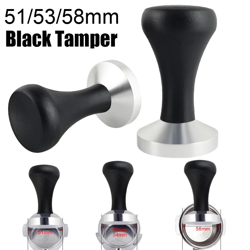 51mm/53mm/58mm Espresso Tamper Black Wood Handle Distributor Coffee ...