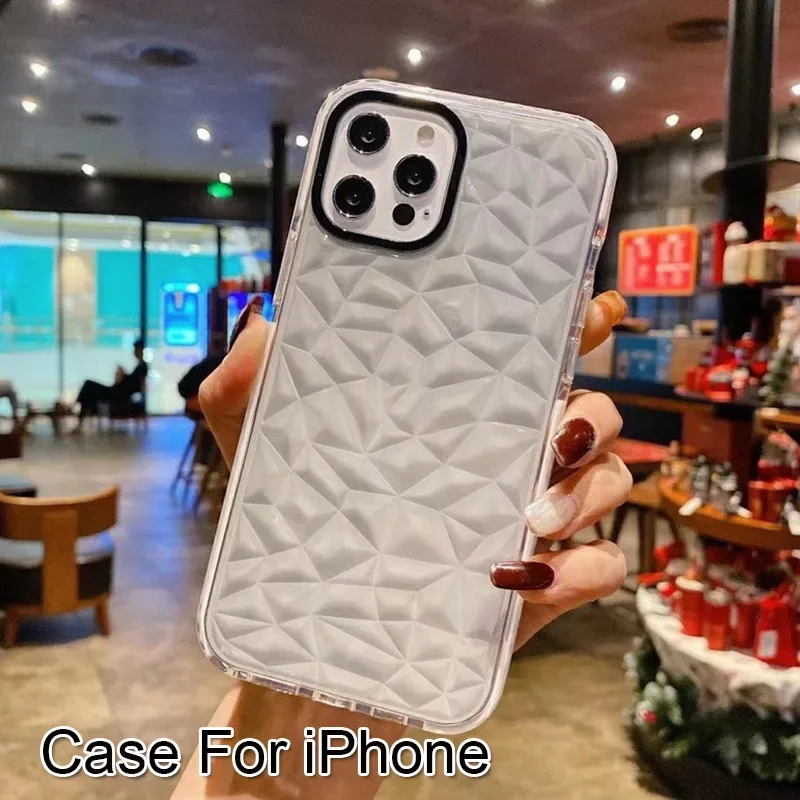 Diamond Pattern Phone Case For IPhone 16 15 14 13 12 Pro Max 11 XS XR ...
