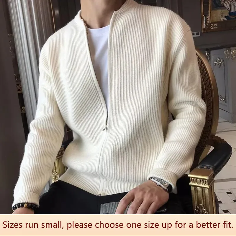 Su-ter-de-punto-de-Color-puro-para-hombres-abrigo-informal-vers-til ...