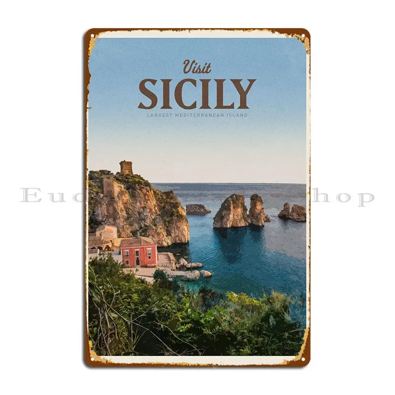 Visit-Sicily-Metal-Sign-Wall-Cave-Garage-Cave-Designing-Retro-Tin-Sign ...