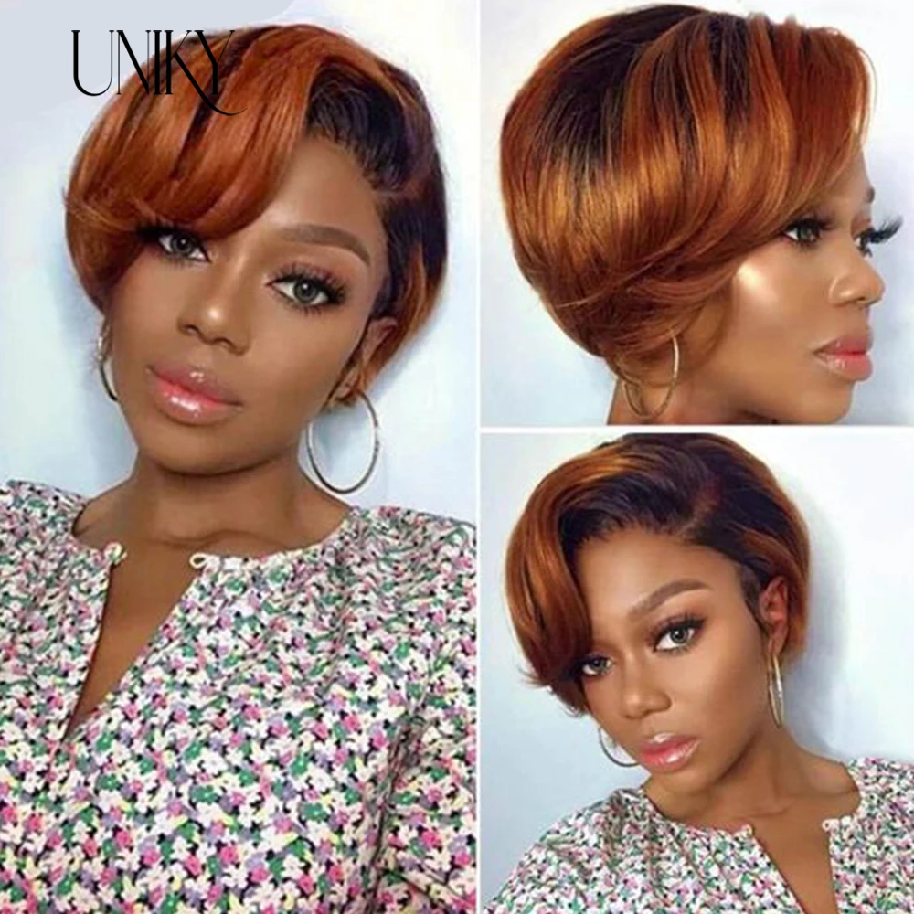Pixie-corte-peruca-de-cabelo-humano-ombre-loira-barato-curto-bob-peruca ...