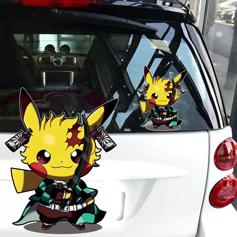 Pikachu-cos-Demon-Car-Stickers-car-Electric-Motorcycle-Bumper-Scratches ...