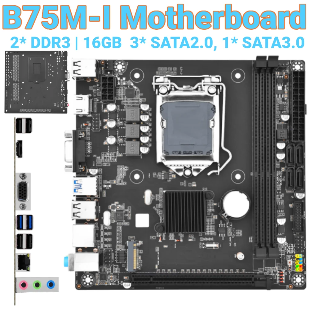 B75M-I 메인 보드 LGA 1155 컴퓨터 마더 보드 DDR3 컴퓨터 메인 보드 M.2 NVME, Pci-E 3.0 X16 ...