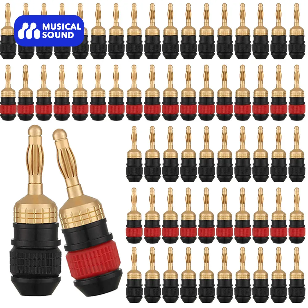 Musical-Sound-50PCS-Quick-Connect-Gold-Plated-Speaker-Banana-Plugs-Jack ...