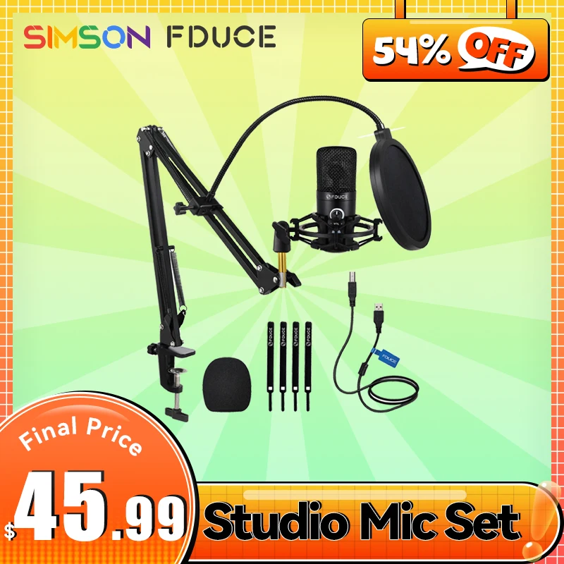 Microphone Set, Studio Mic with Arm Stand Advanced Chipset PC ...