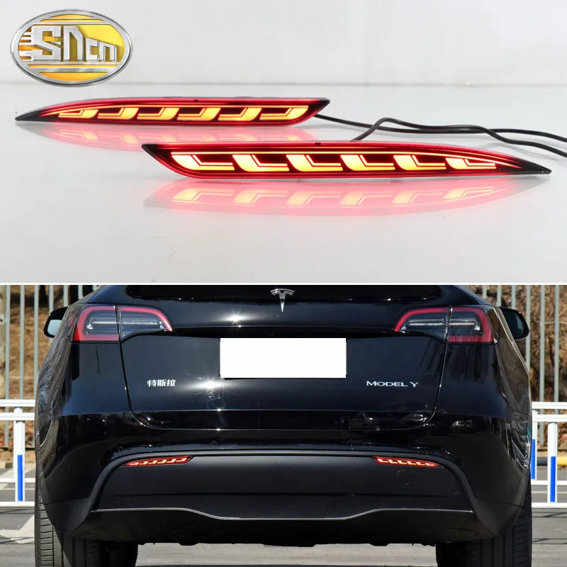For Tesla Model Y 2019 2022 3 in 1 Functions 12V Rear Fog Lamp Brake ...