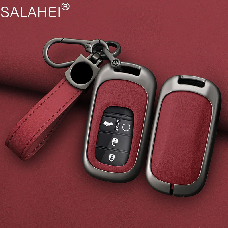 Leather Car Remote Key Case Fob Cover Protector Holder Shell For Honda ...