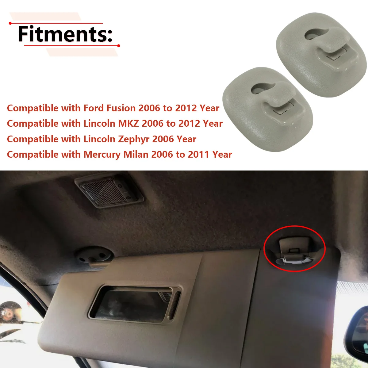 Sun-Visor-Retainer-Clip-Beige-For-Ford-Fusion-Lincoln-MKZ-2006-2012 ...