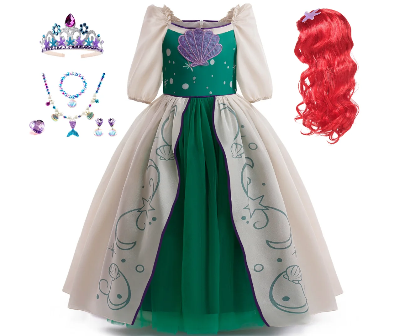 Fancy-Mermaid-Costume-For-Girls-2-13Yrs-Ariel-Cosplay-Birthday-Kids ...
